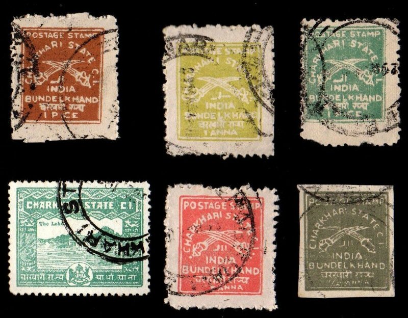 6 CHARKHARI (INDIAN STATE) Stamps / HipStamp