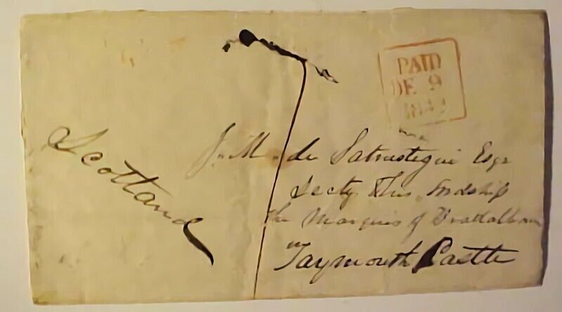 Great Britain 1842 London B/S Aberfeld to Taymouth Castle Scotland Rate ...