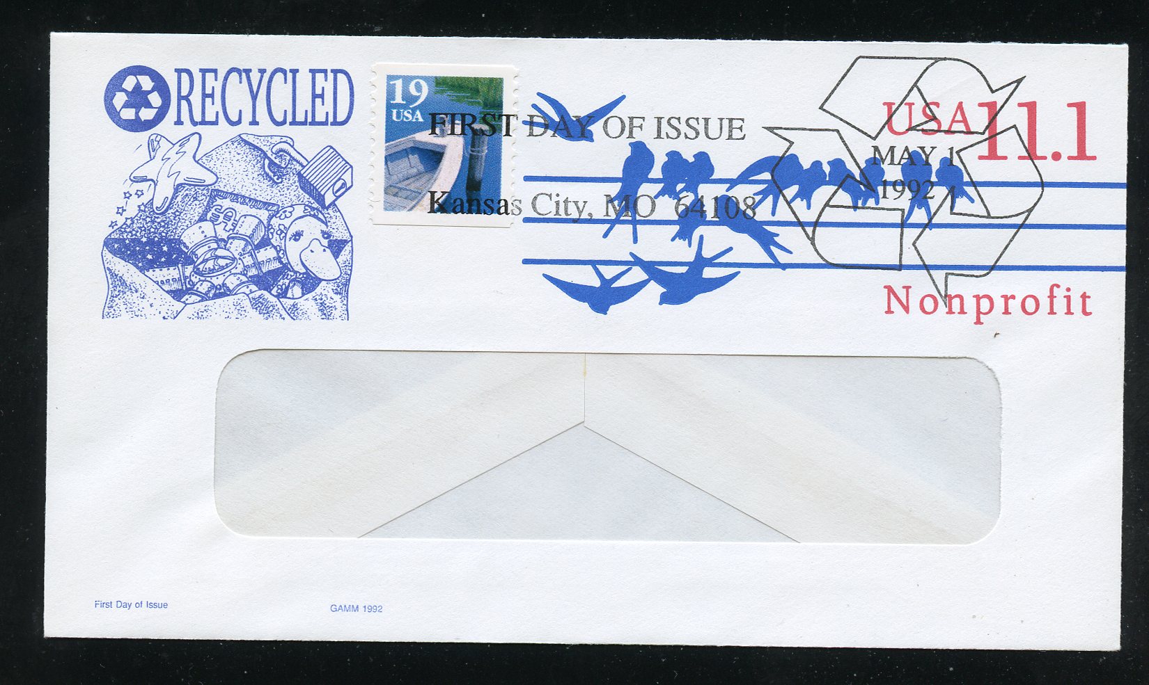US U620 11.1 cent Envelope Birds Non-Profit UA GAMM cachet FDC | United ...