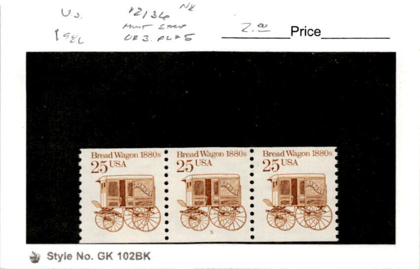 United States Postage Stamp, #2136 Strip Mint NH, 1986 Bread Wagon ...
