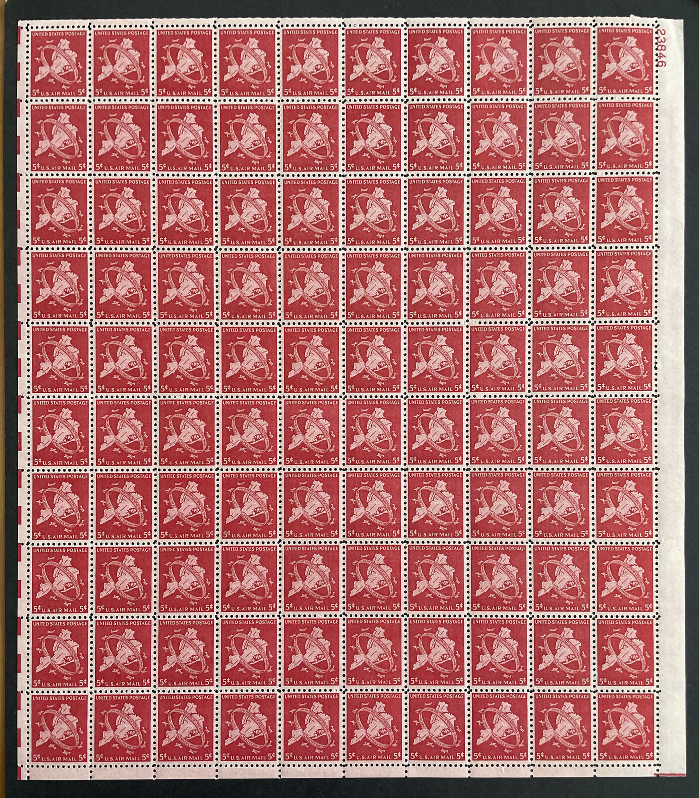 C38 NYC JUBILEE - FIVE BURROUGHS Sheet of 100 US Airmail 5¢ Stamps MNH ...