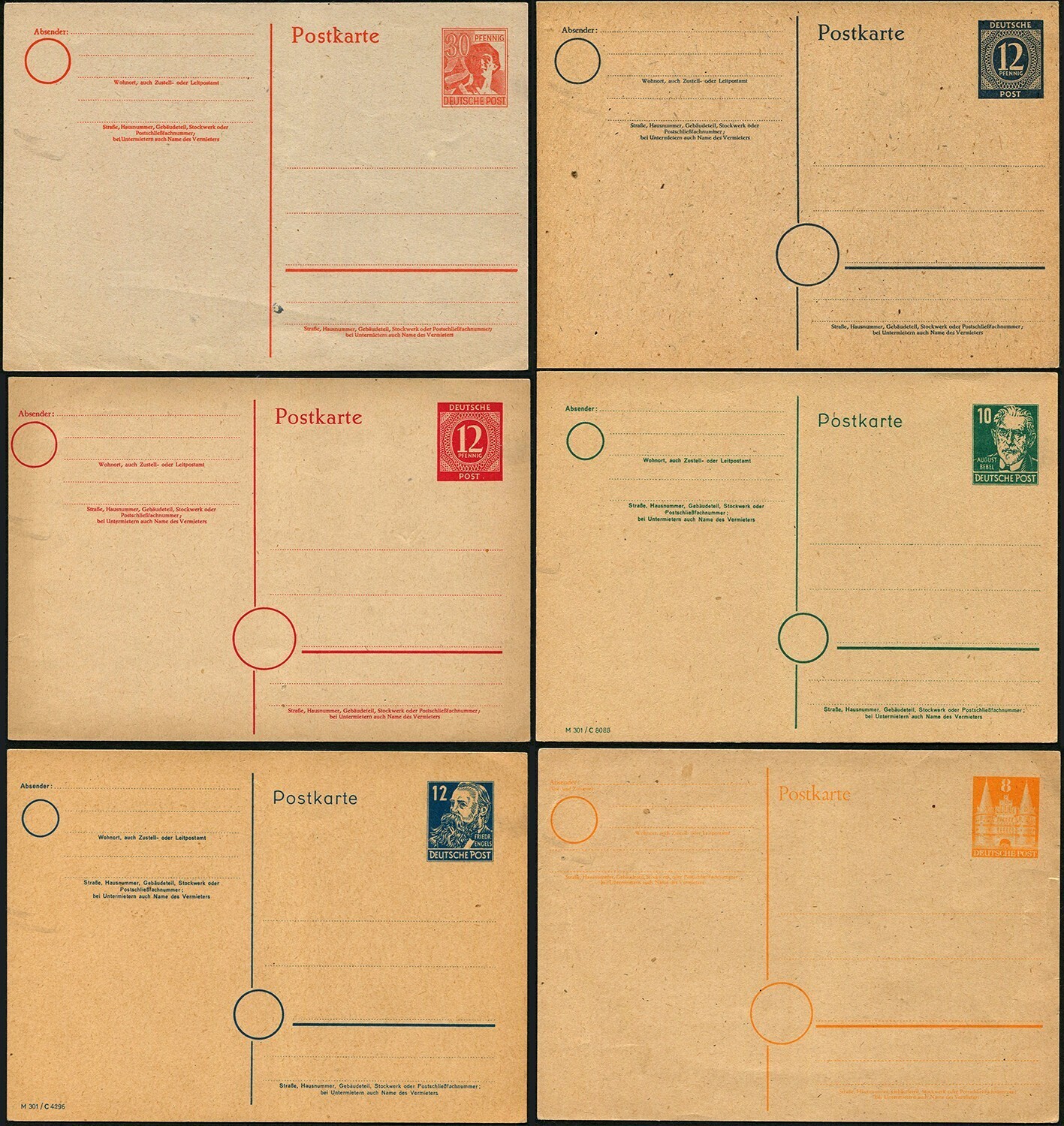 German Occupation Deutsche Post Stationery Cards 1946-47 Past-WWII ...