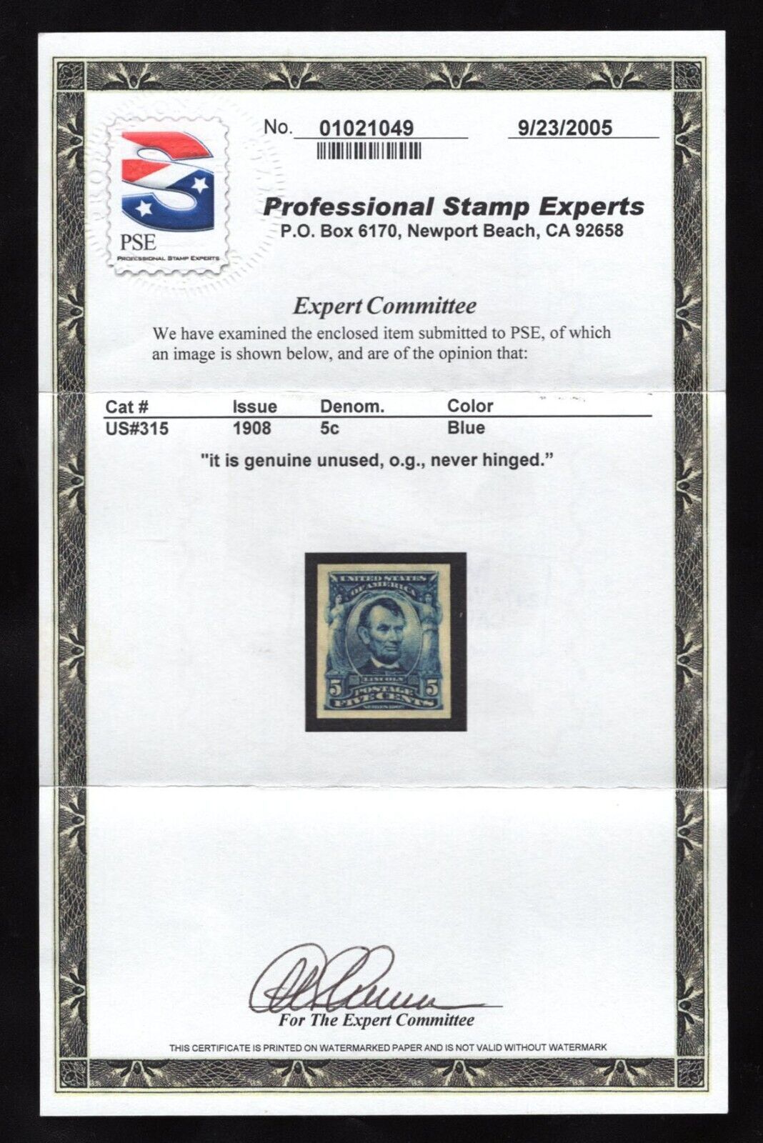 US Stamps #315 Imperf Mint OG NH Xf-Sup PSE Cert LOT #80328 | United ...