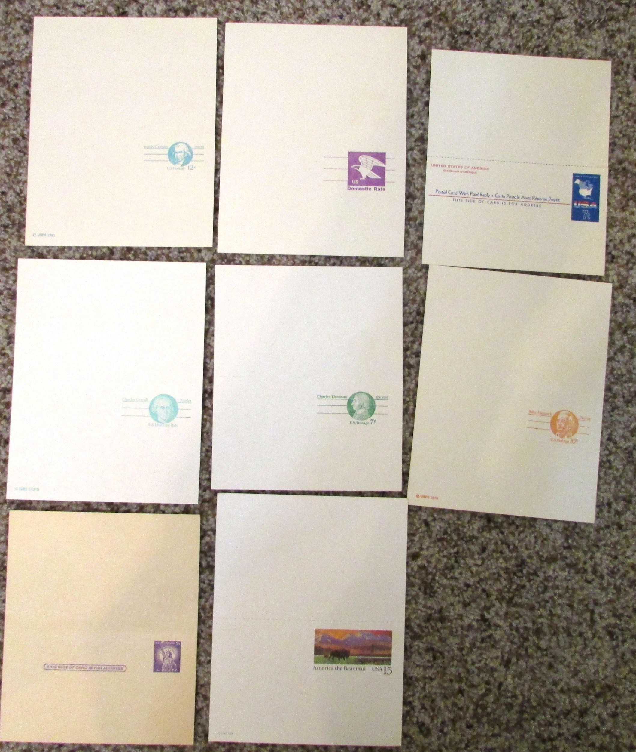Postal Reply Cards, Mint, Lot of 8, Scott # UY17-UY39, Lot 250239-02 ...