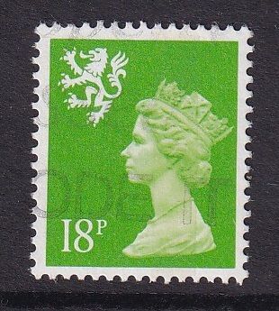 Great Britain Scotland #SMH35 used 1991 Machin 18p yellow green Perf ...