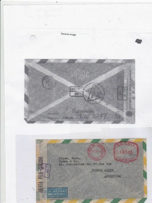 Brazil 1944 censor stamps cover Ref 9610 | Central & South America ...