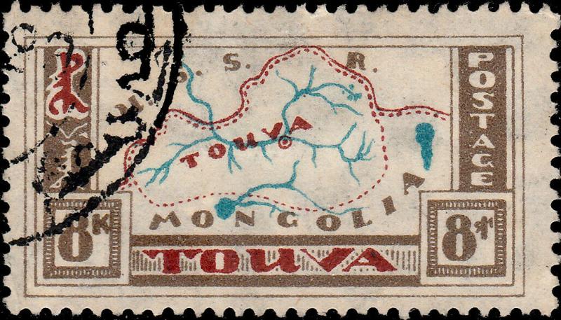 TOUVA / TUVA / TANNU-TUWA - 1927 Mi.20 8k Map of Tuva - Very Fine Used ...