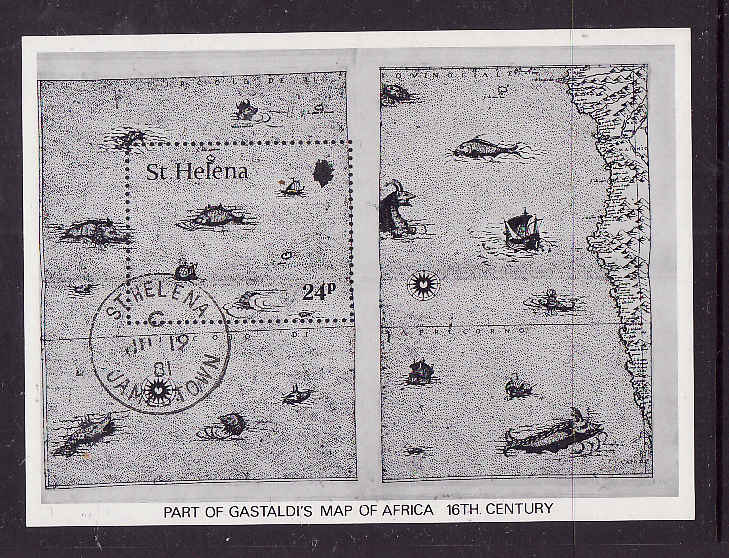 St Helena-Sc#352-used sheet-Gastaldi's map of Africa-1981- / HipStamp