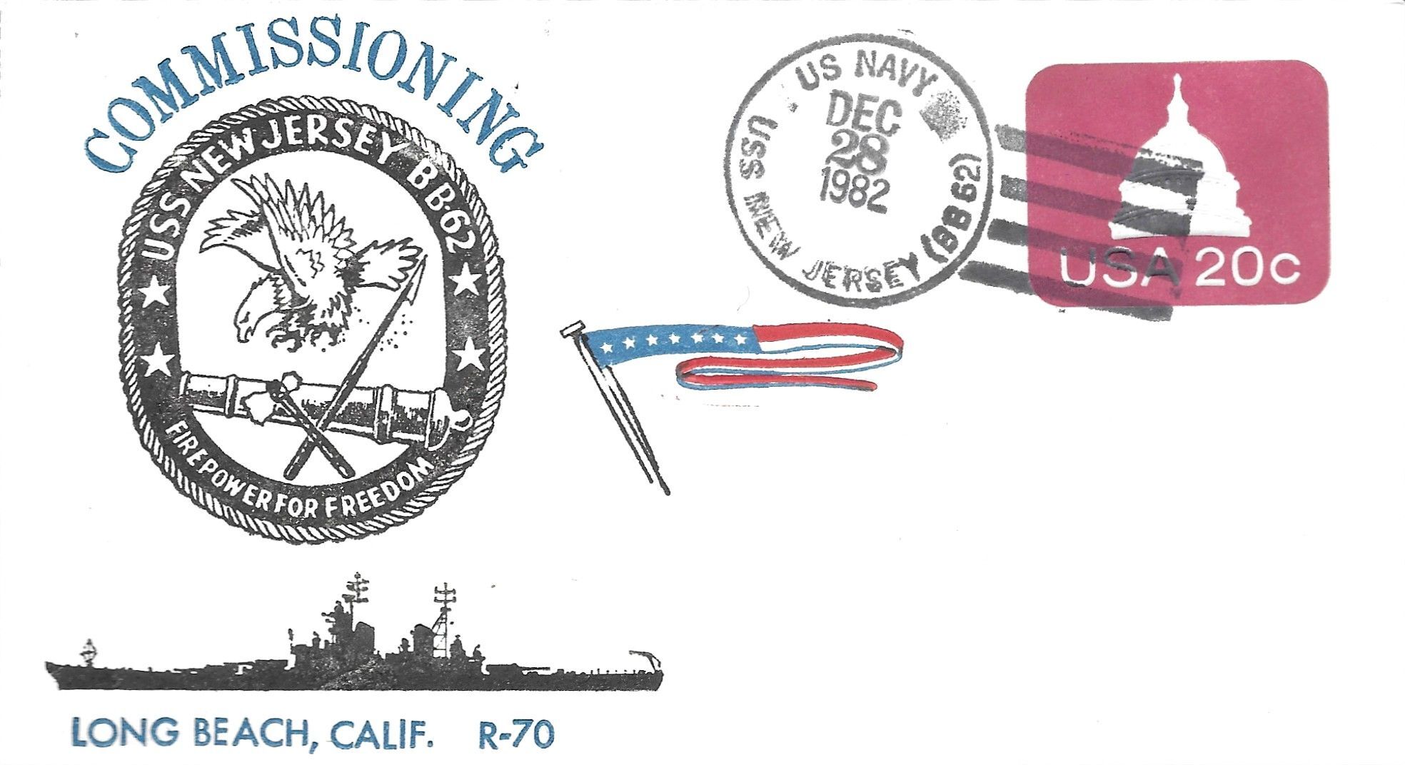 28 Dec 1982 Naval Cover, Commissioning of USS New Jersey BB-62 | United ...