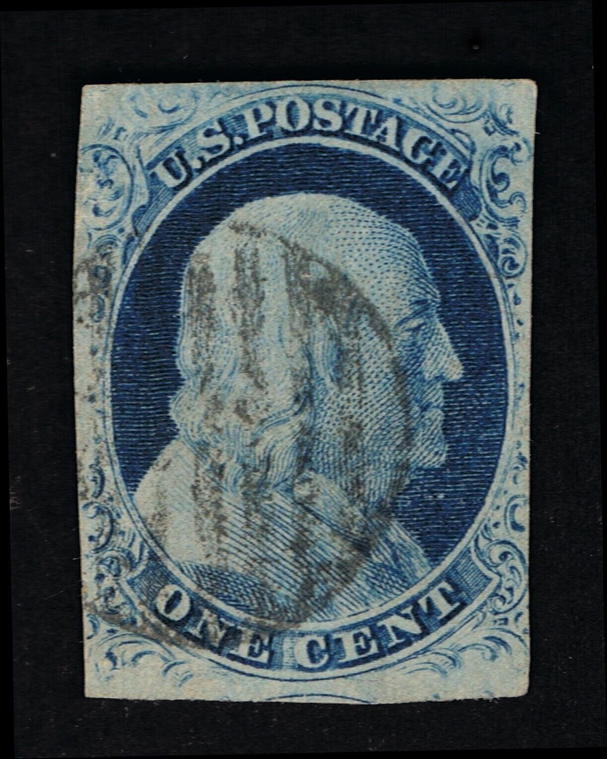 Excellent Genuine Scott #9 Used Vf-Xf 1852 Blue Type-Iv Grid Cancel PSE ...