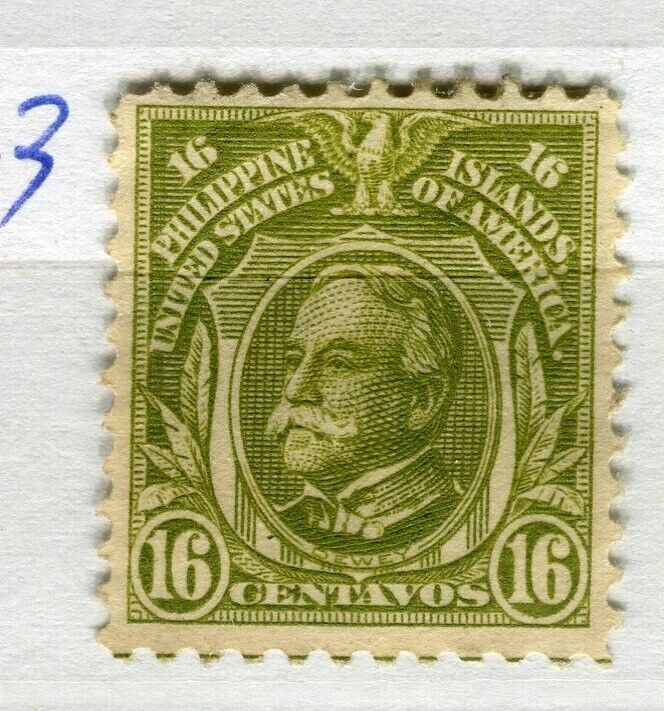 PHILIPPINES; 1911-20s early Personalities issue fine Mint hinged 16c ...