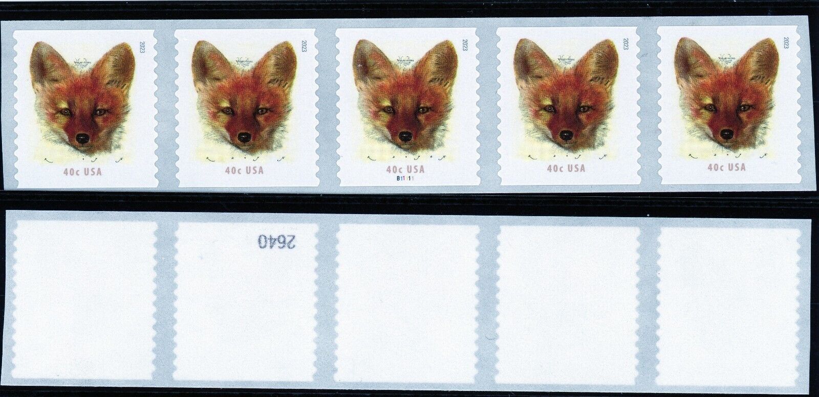 US 5743 Red Fox 40c - PNC of 5 - MNH - 2023 - B11111 -With BN 4 Digit T ...