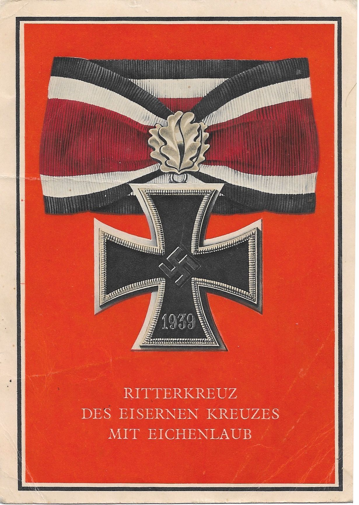 1934 German Propaganda Card "Iron Cross with Oak Leaves" used ...