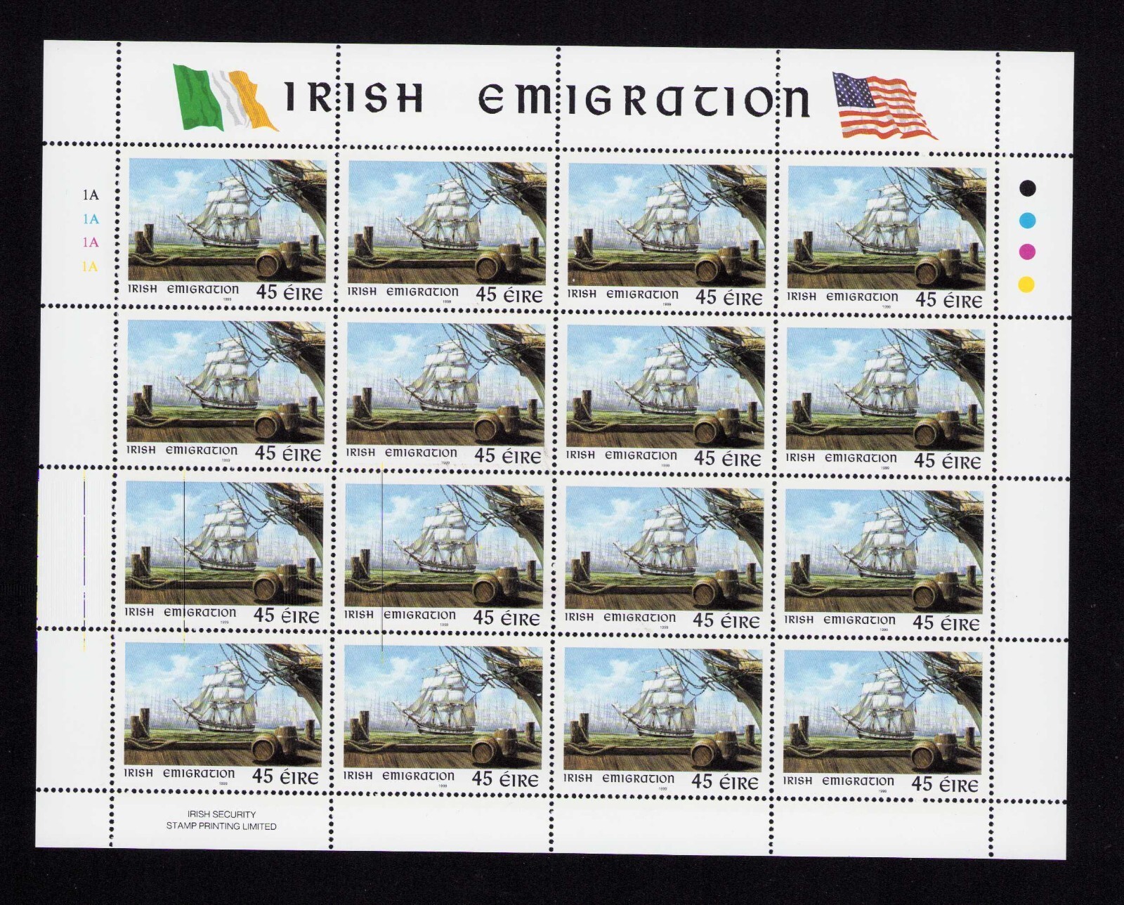 Ireland 1168 Irish Immigration Joint Issue stamp Sheet MNH 1999 ...