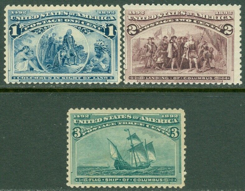 USA 1893 Scott #230-32 Fine-Very Fine, Mint OG LH. Fresh. Cat $61 ...