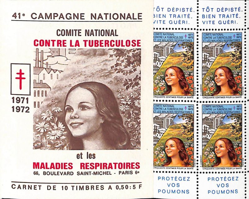 France Fight Tuberculosis TB poster stamps booklet 1971, complete with ...