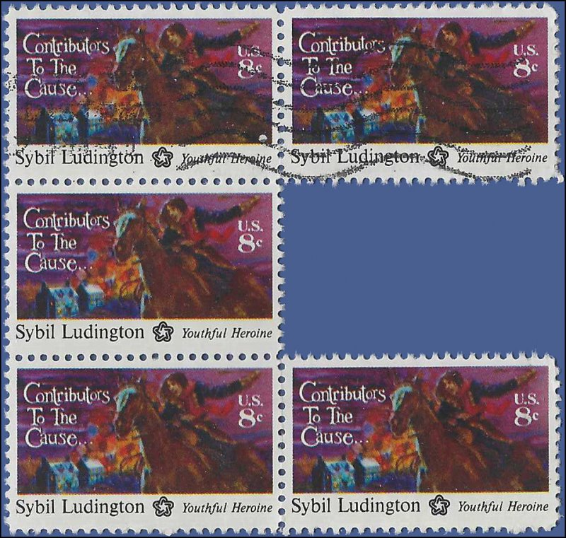 #1559 10c American Bicentennial Sybil Ludington Block/5 1975 Used ...