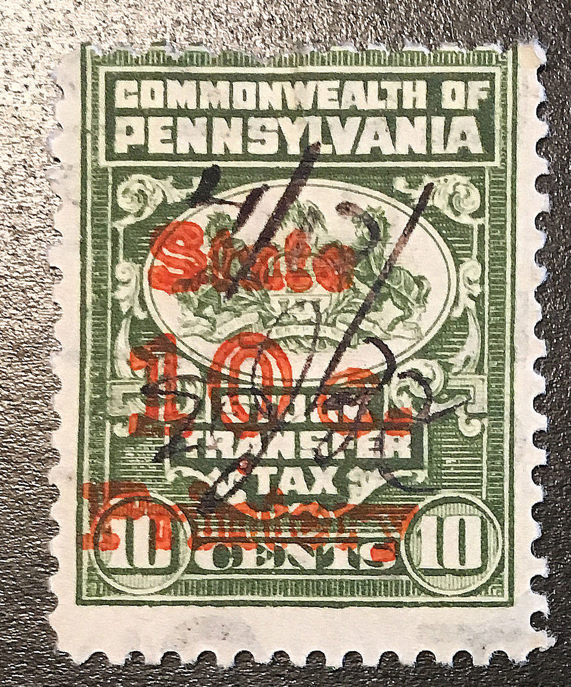 Pennsylvania Stock Transfer, 10c, Vic's Stamp Stash | United States ...