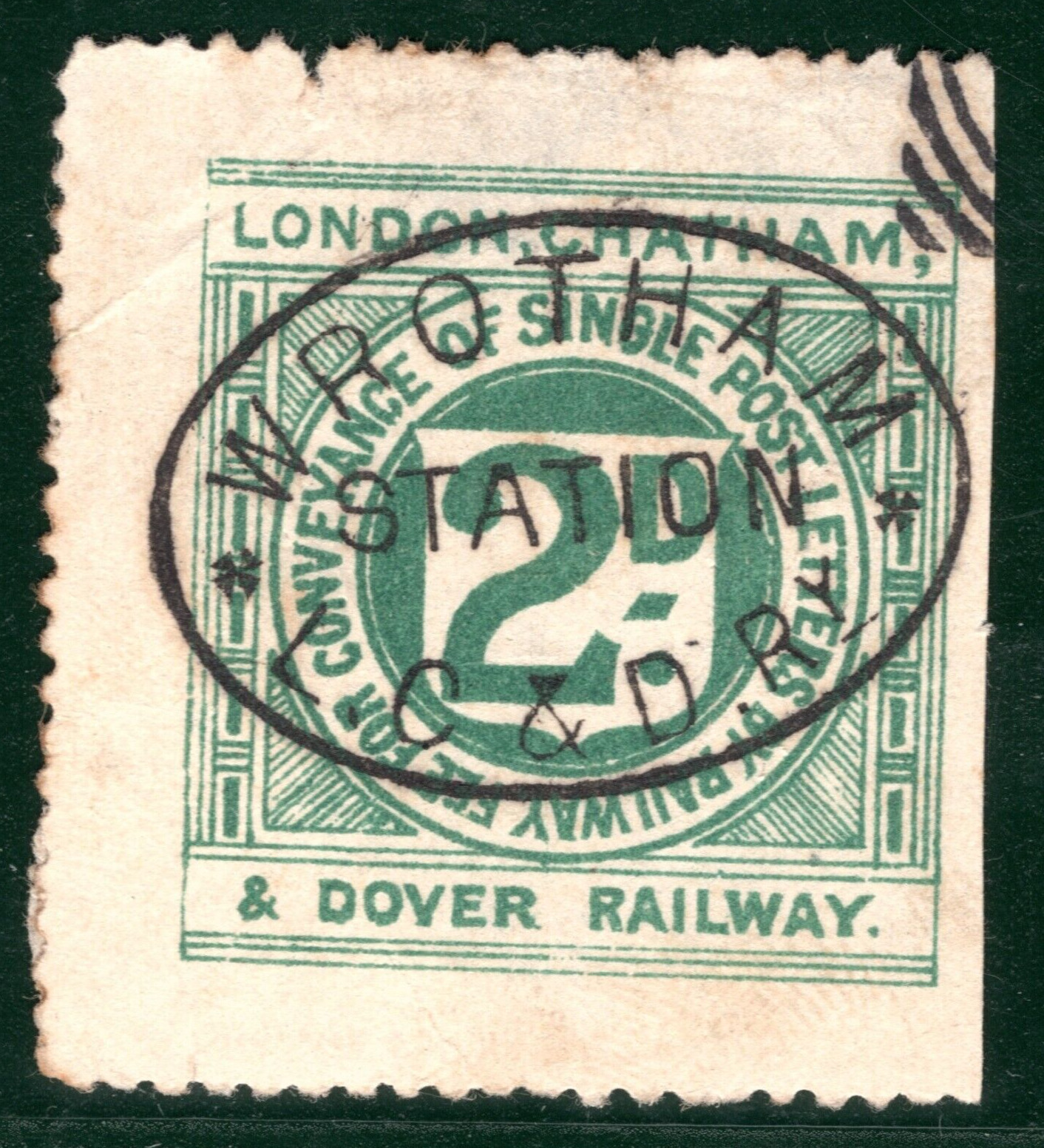 GB Kent LC&DR RAILWAY Letter Stamp 2d *WROTHAM* Station Postmark Used ...