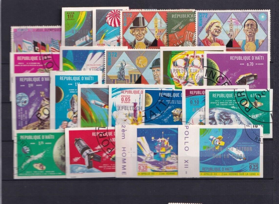 SA21e Haiti selection of used stamps, mostly Space theme, imperf ...