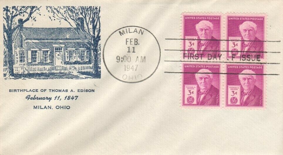 945 3c THOMAS ALVA EDISON - 1st Latto Stamps & Covers #63 cachet ...