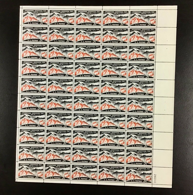 1107 Geophysical Year of 1957 MNH 3 cent sheet of 50 Issued in 1958 ...