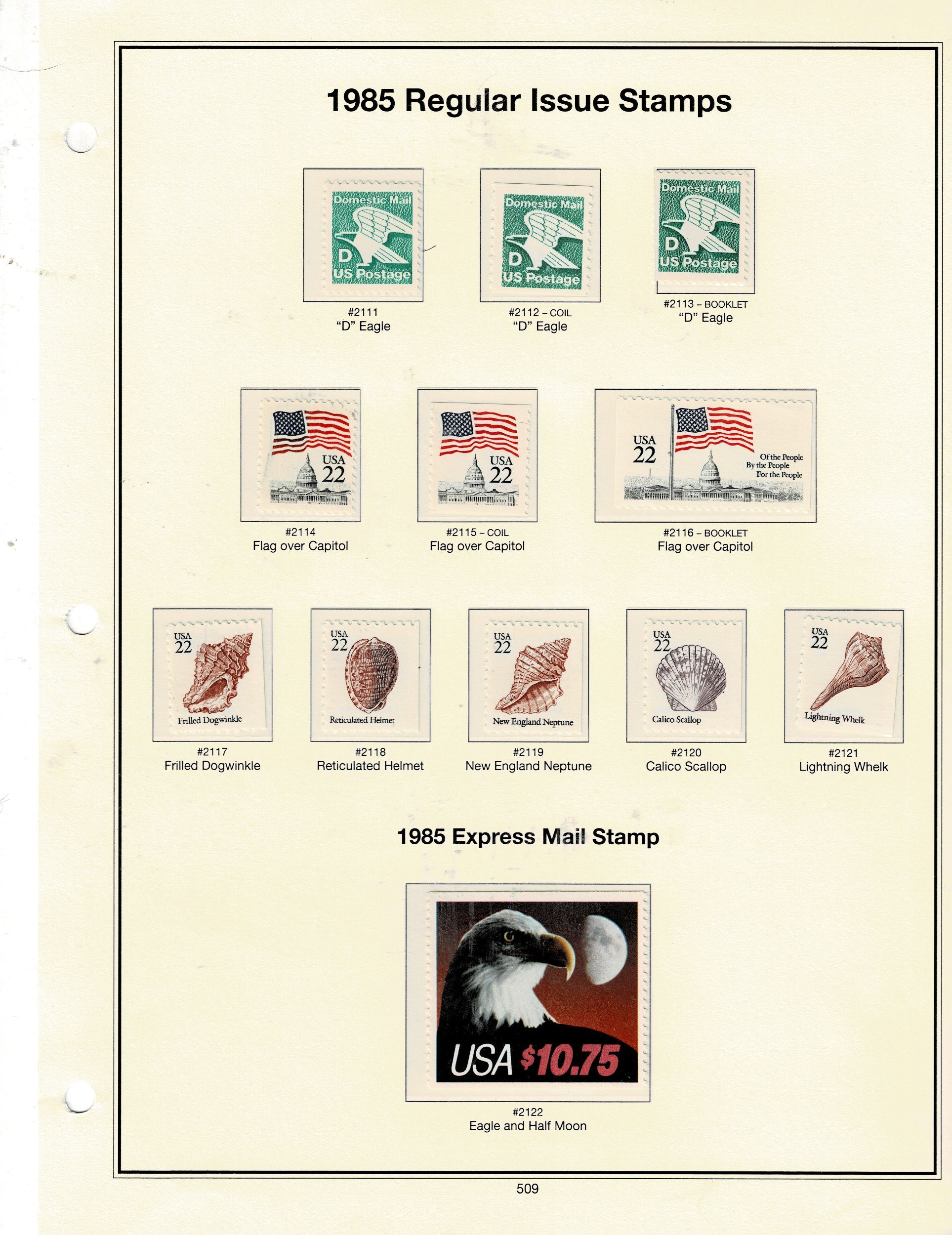 1985 Regular & Express Issue Stamps US Postage Singes #2111-22 VF MNH ...