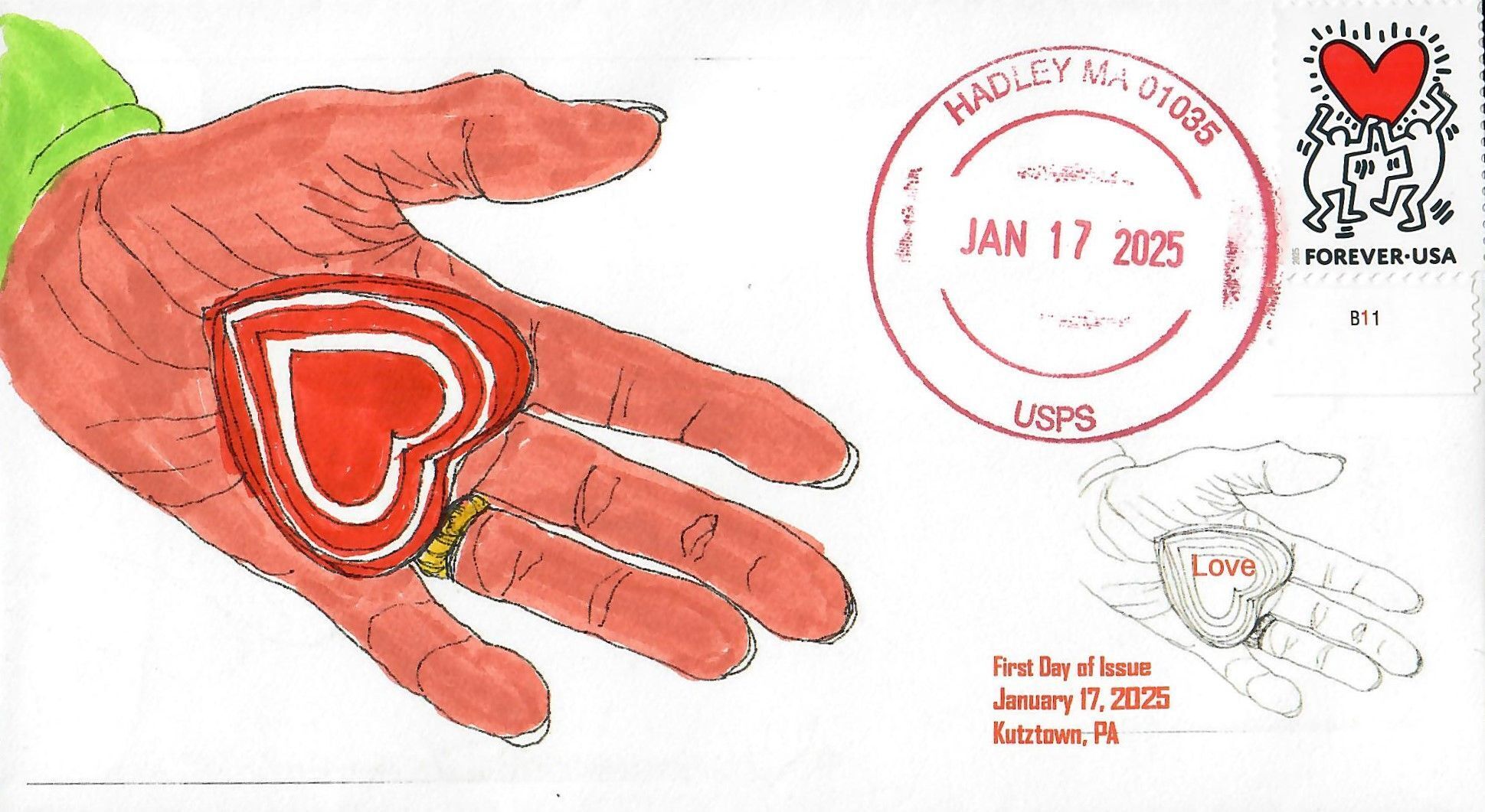 5953 - FDC 2025 Love Stamp - Wally Jr Cachet Hand Painted Hand Drawing ...