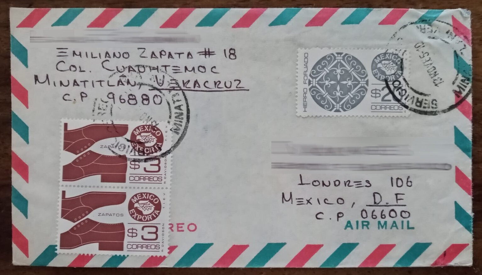 Mexico Exports cover with series stamps 1985 Veracruz-Mexico City as ...