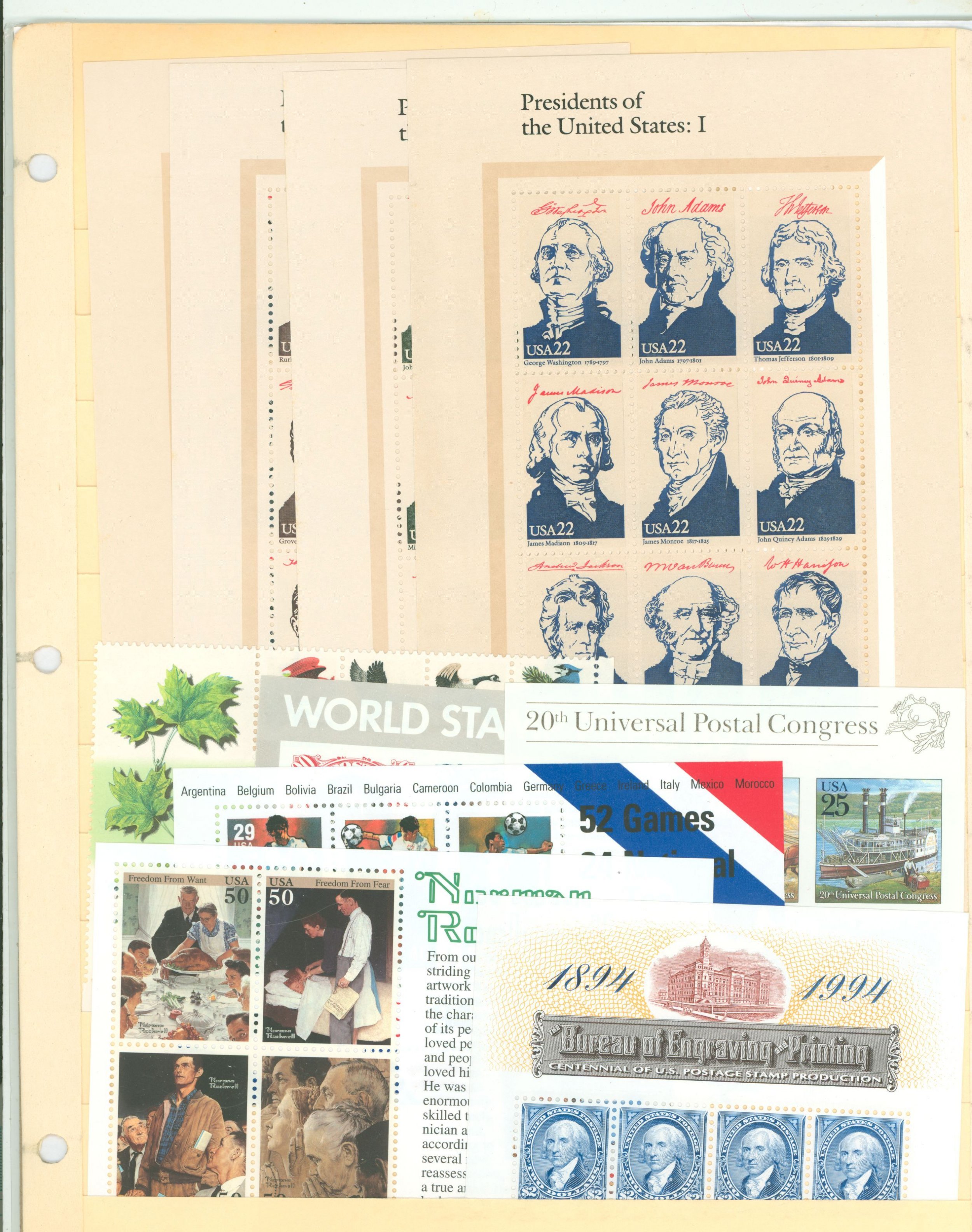 United States #1757/2216-2219/2433/ Mint (NH) Souvenir Sheet | United ...