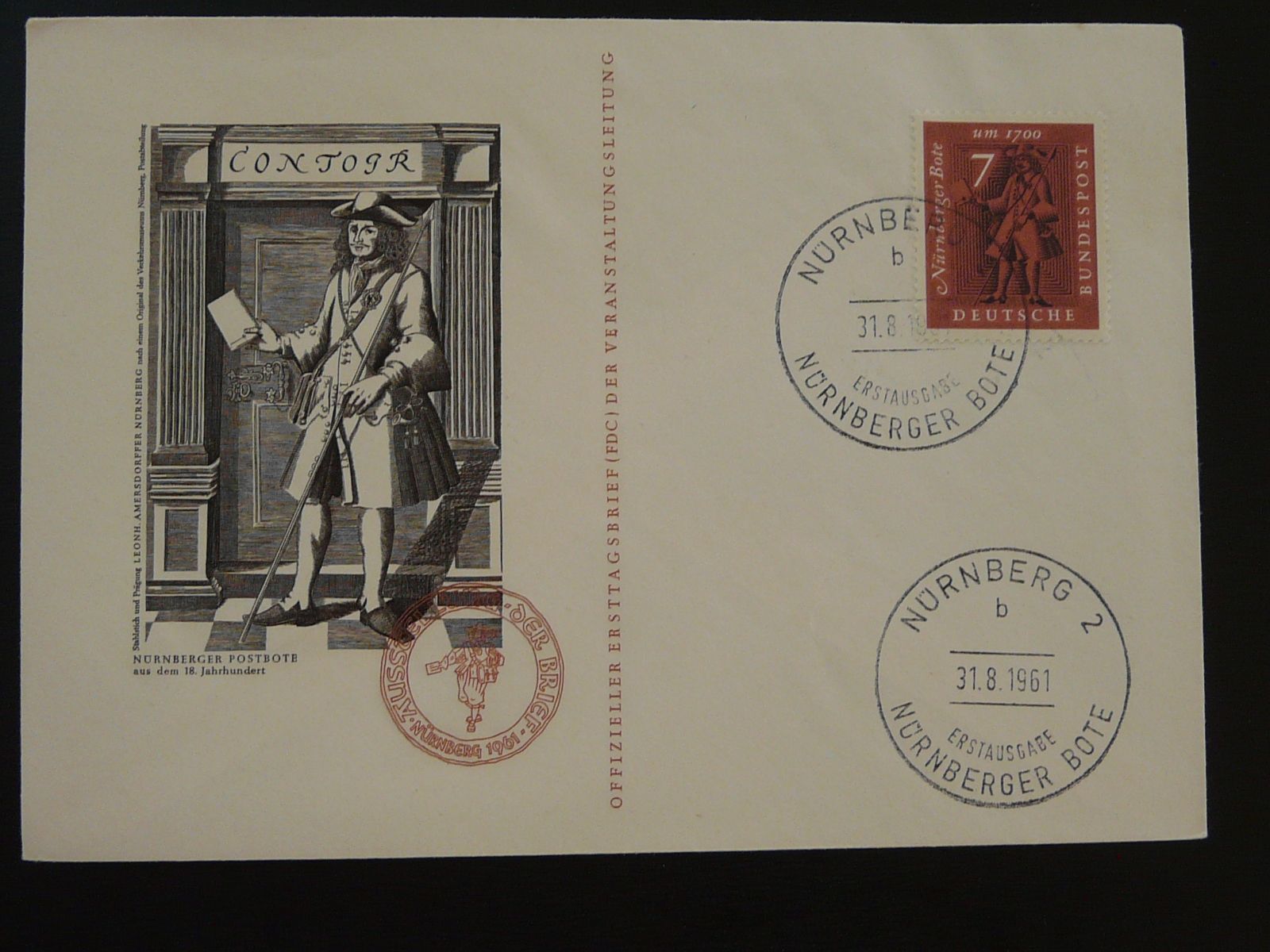 postal history postman 18th century FDC Germany 1961 | Europe - Germany ...