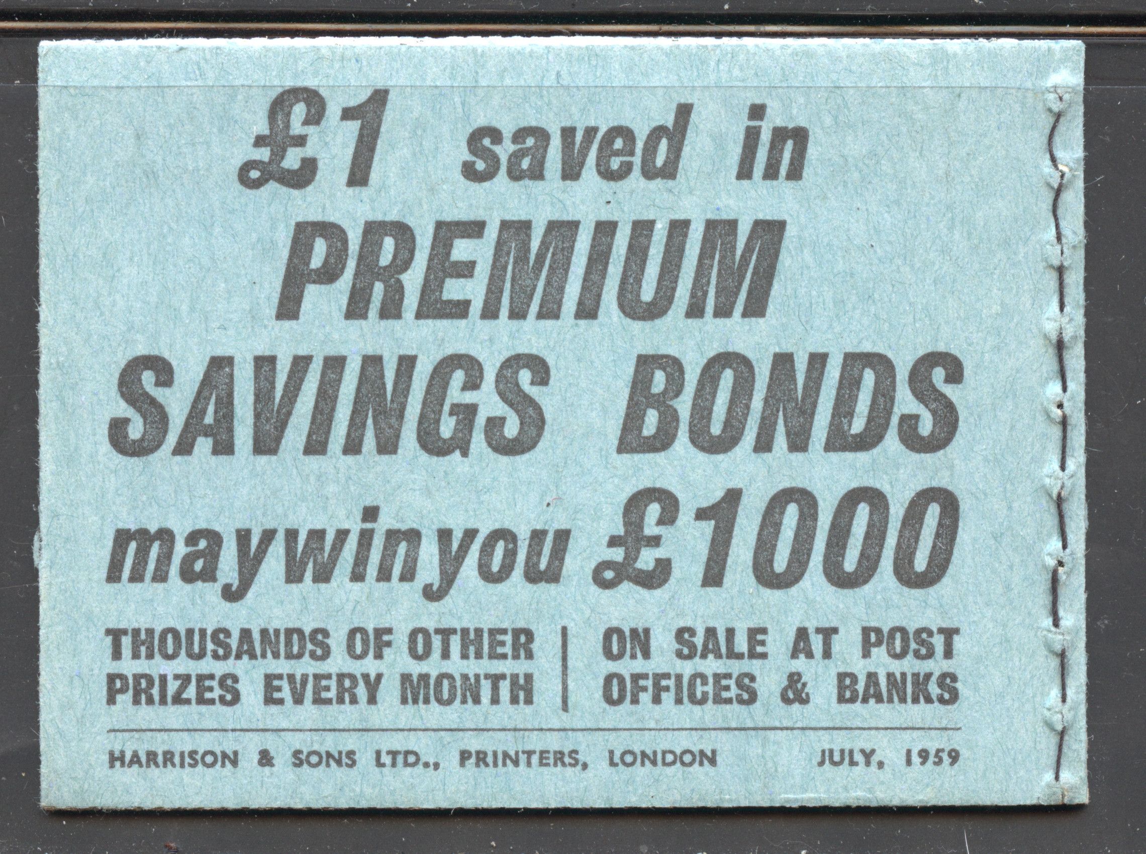 Great Britain Scott BK108a (SG H39g) Complete Booklet -1959 SG Type C ...