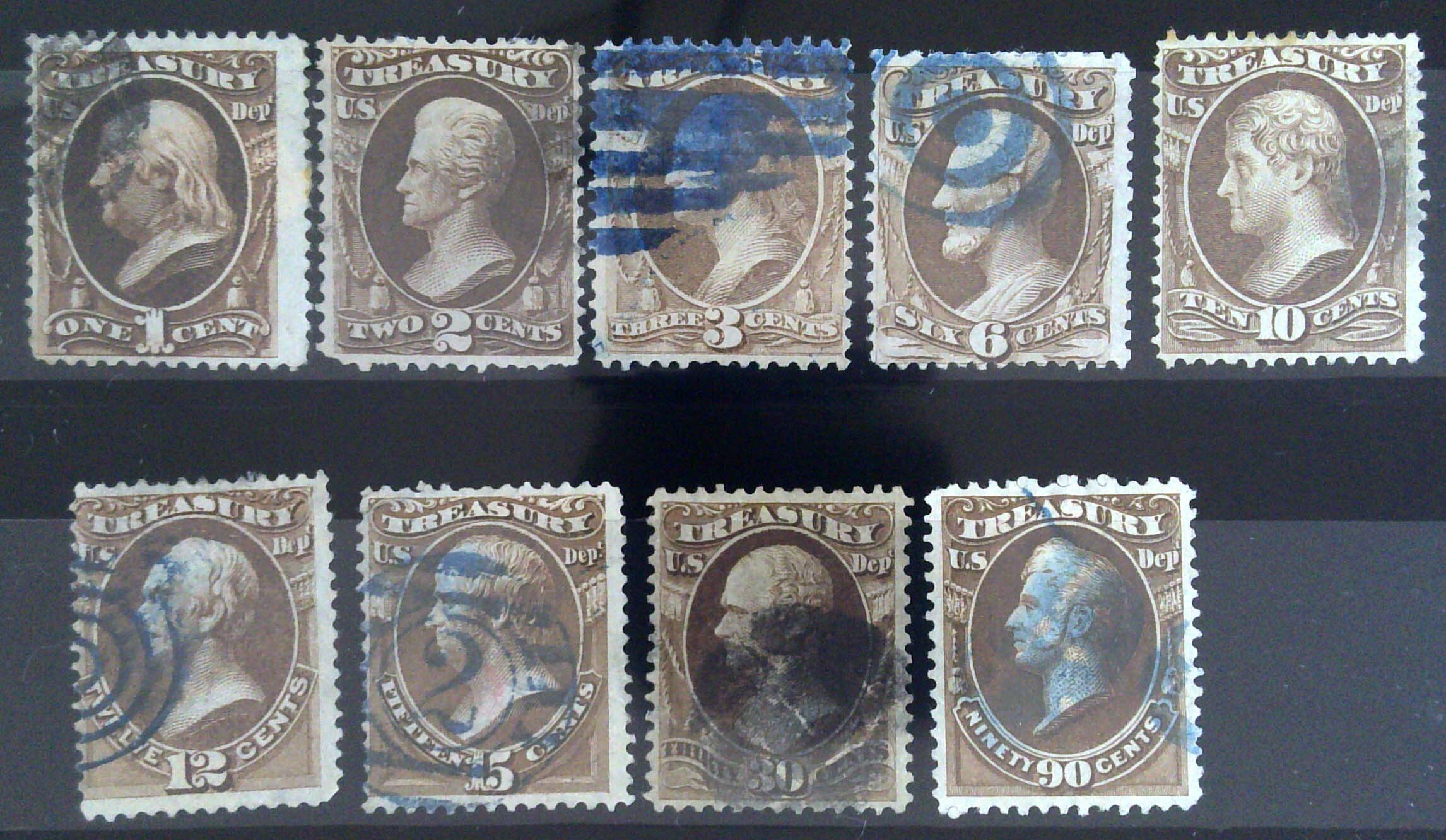 Scott #O72-O75,O77-O79&O81-O82 - Brown - Official Treasury Lot - Used ...