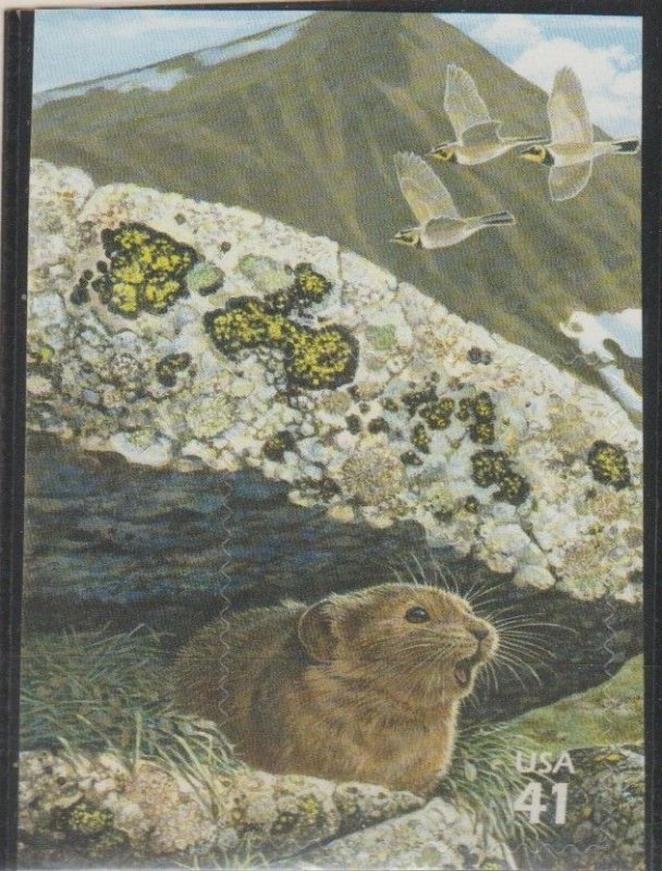 4198a, Single plus. "Horned Lark, Map Lichen & American Pica" MNH, .41 ...