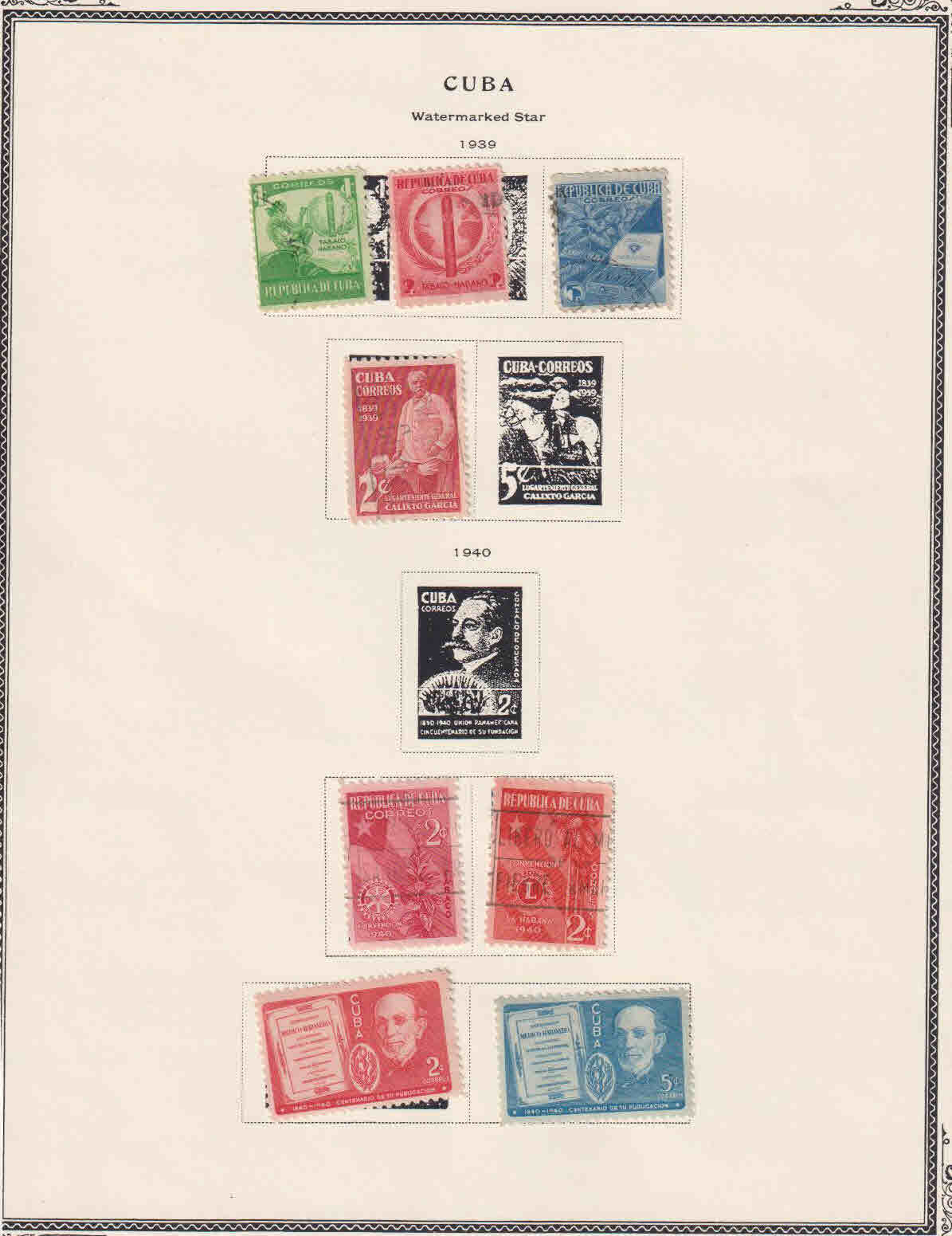 Cuba Seven Album Pages Collection LOT Mint Used 86 Stamps 1940s ...