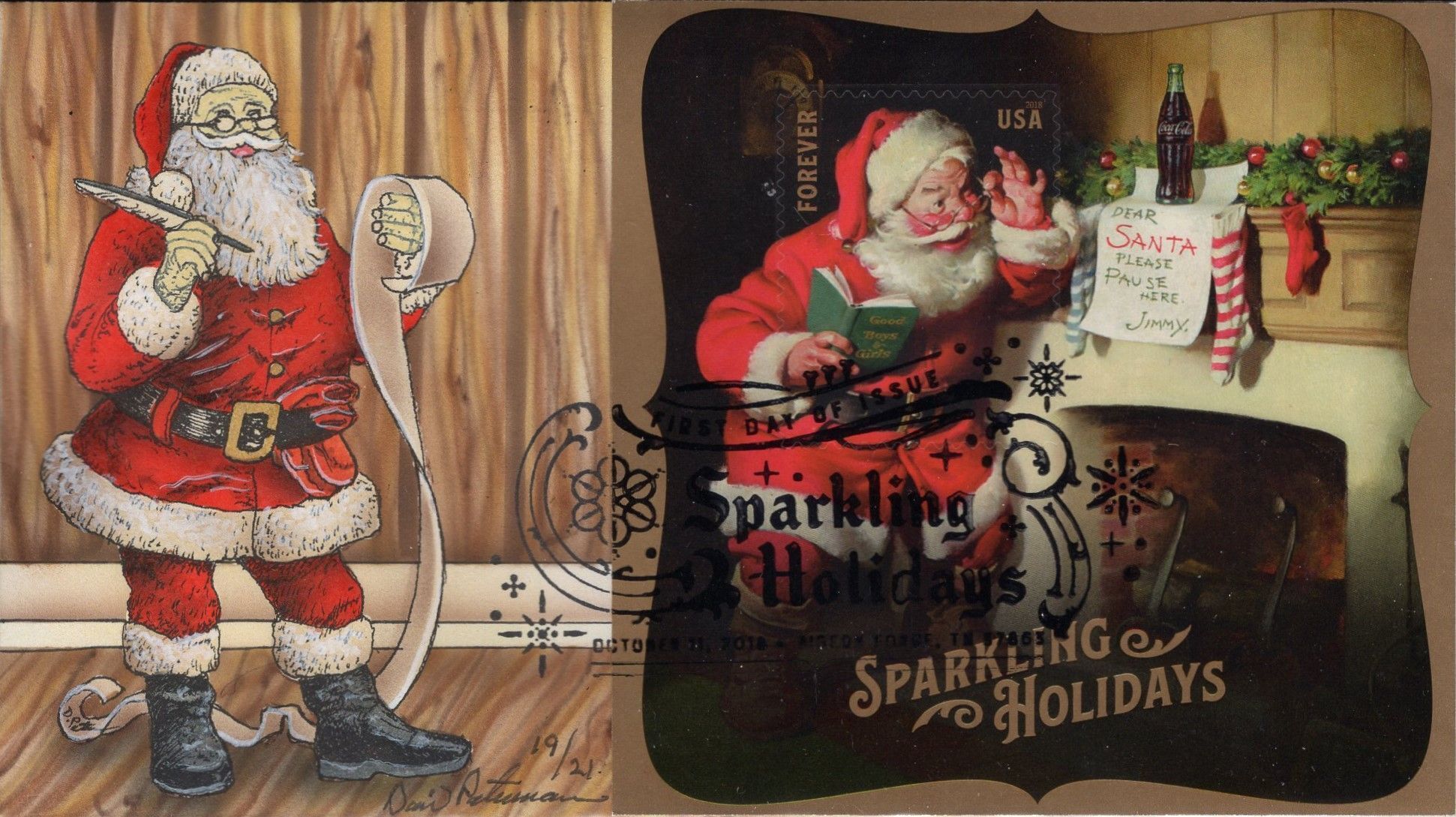 David Peterman Hand Painted FDC for the 2018 Sparkling Holidays ...
