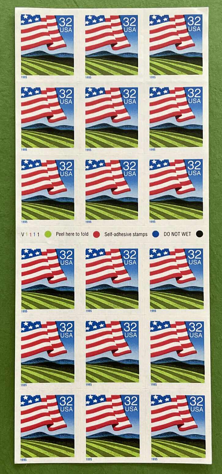 Scott #2919a FLAG OVER FIELD ATM Booklet Pane of 18 US 32¢ Stamps MNH ...