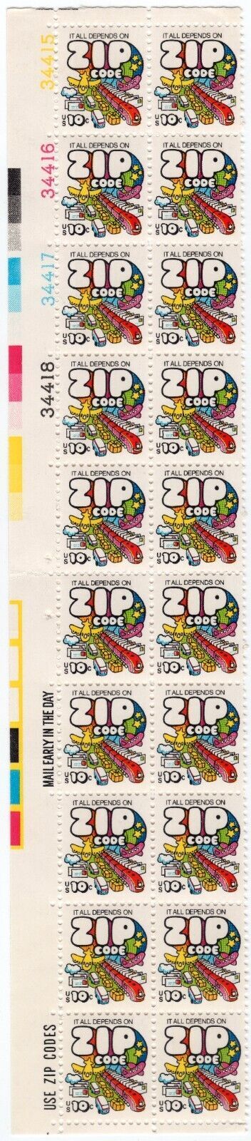 Scott #1511 Zip Code Strip Plate Block of 20 Stamps - MNH | United ...