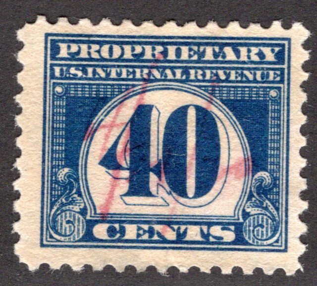 Scott RB73, 40c blue, Proprietary, 1919, USA Revenue Stamp BOB | United ...