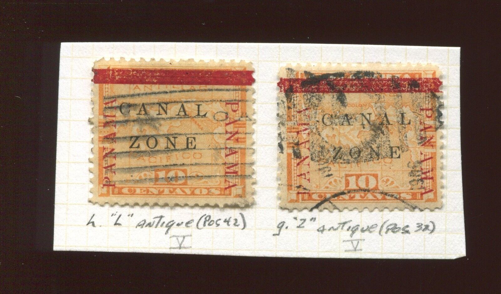 Canal Zone 13 Antique "L" in "CANAL" & "Z" in "ZONE" USED Stamps (Bx ...