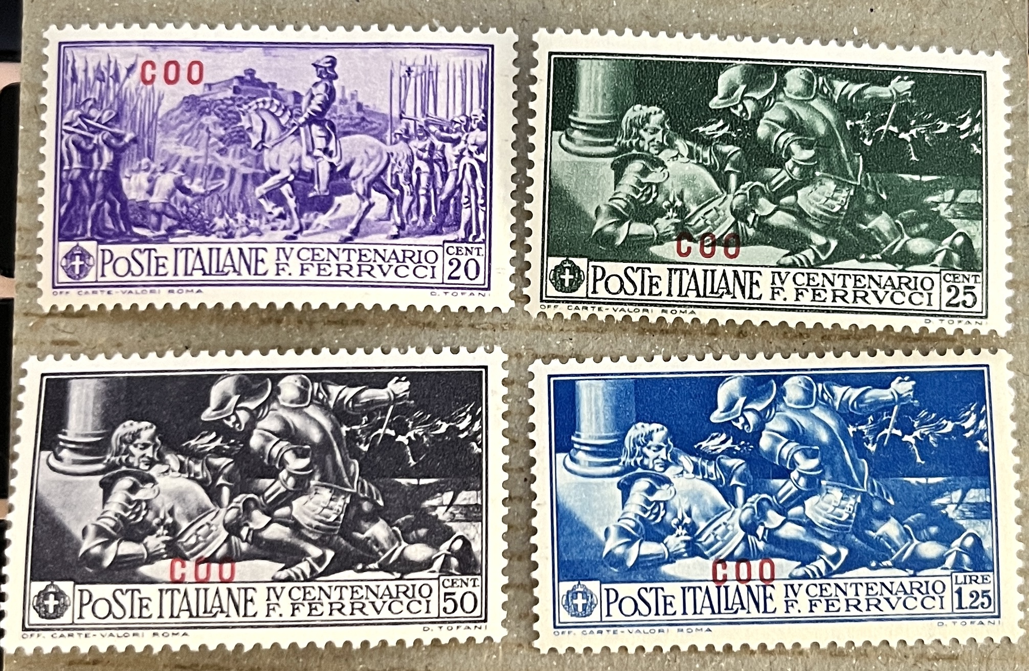 Coo 12-15 / 1930 Red Overprint Italy Aegean Islands, Mint Hinged, MH ...