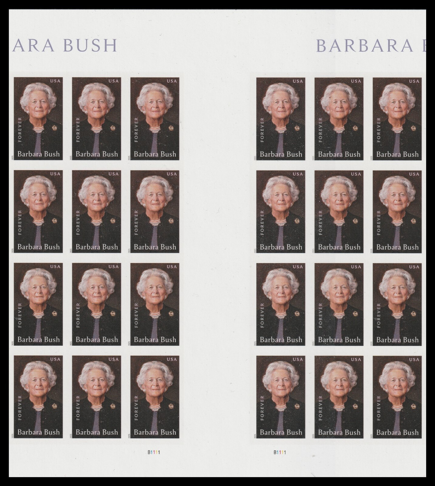 US 6022a Barbara Bush imperf NDC vert gutter block 24 MNH 2025 | United ...