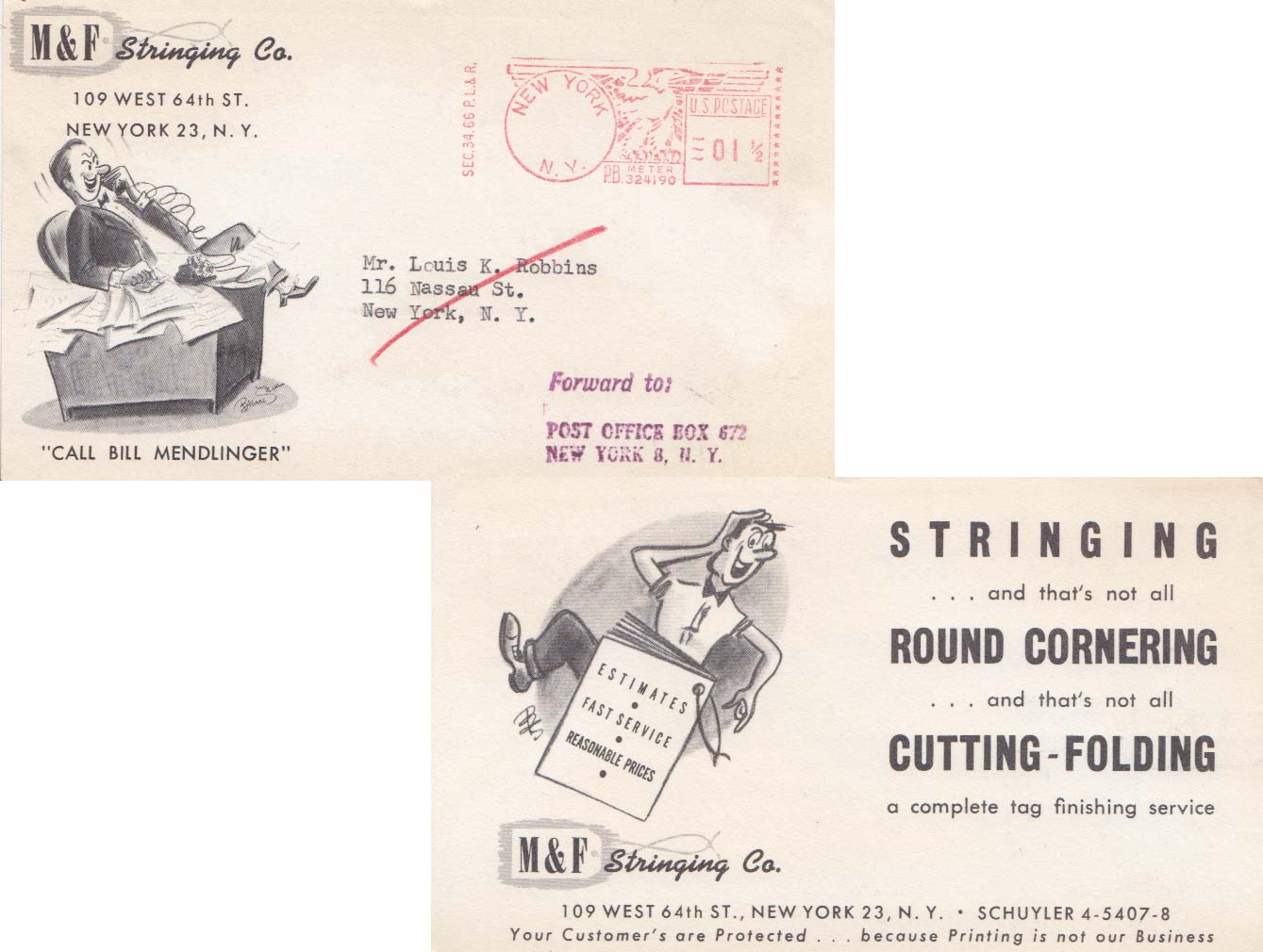 United States York York c1950 1 1/2c Meter Postcard Obverse and Reverse ...