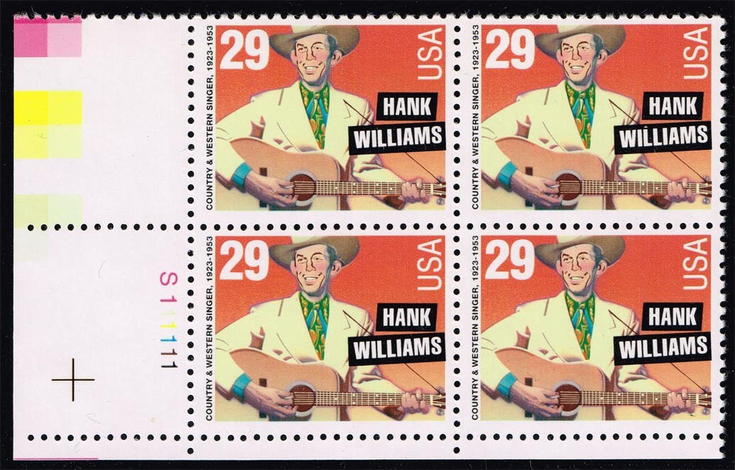 Scott 2723 - 29c Hank Williams- PB4 #S111111 LL, MNH Commemorative ...