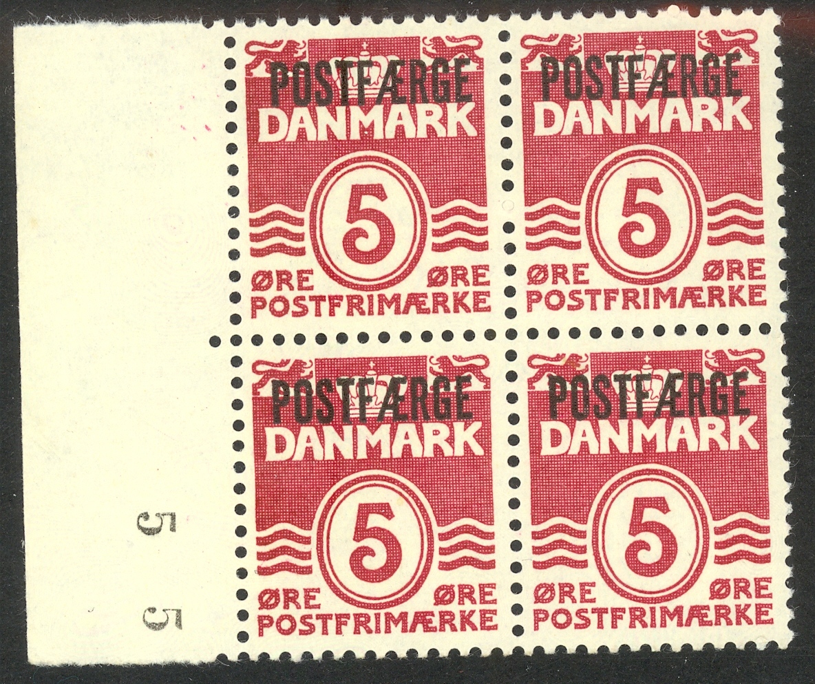 DENMARK 1967-74 5o PARCEL POST STAMP BLOCK OF 4 Sc Q43 MNH / HipStamp