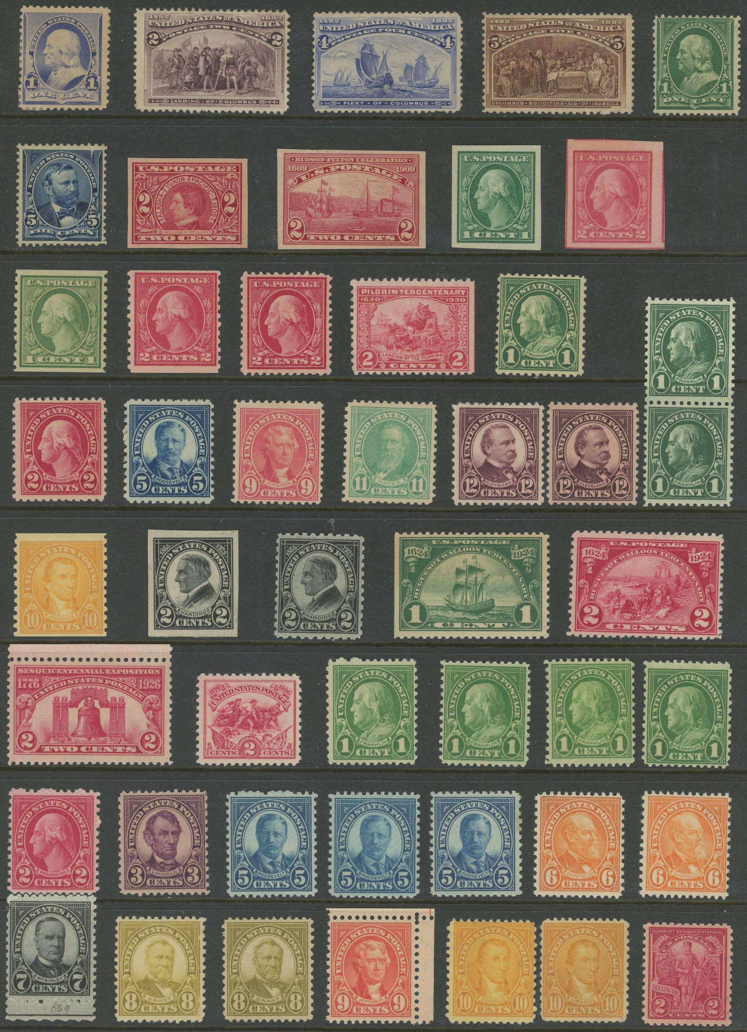 USA - Old mint mix on double sided stock page - 19th Century --> 1935 ...
