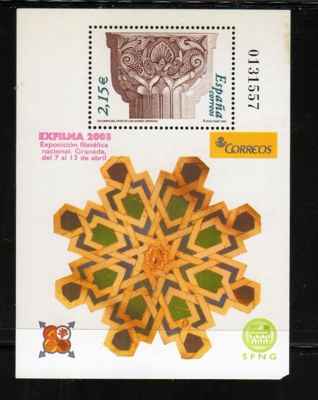 Spain #3211 2003 Exfilna 2003 Philitelic Exibition Mint VF NH O.G S/S ...
