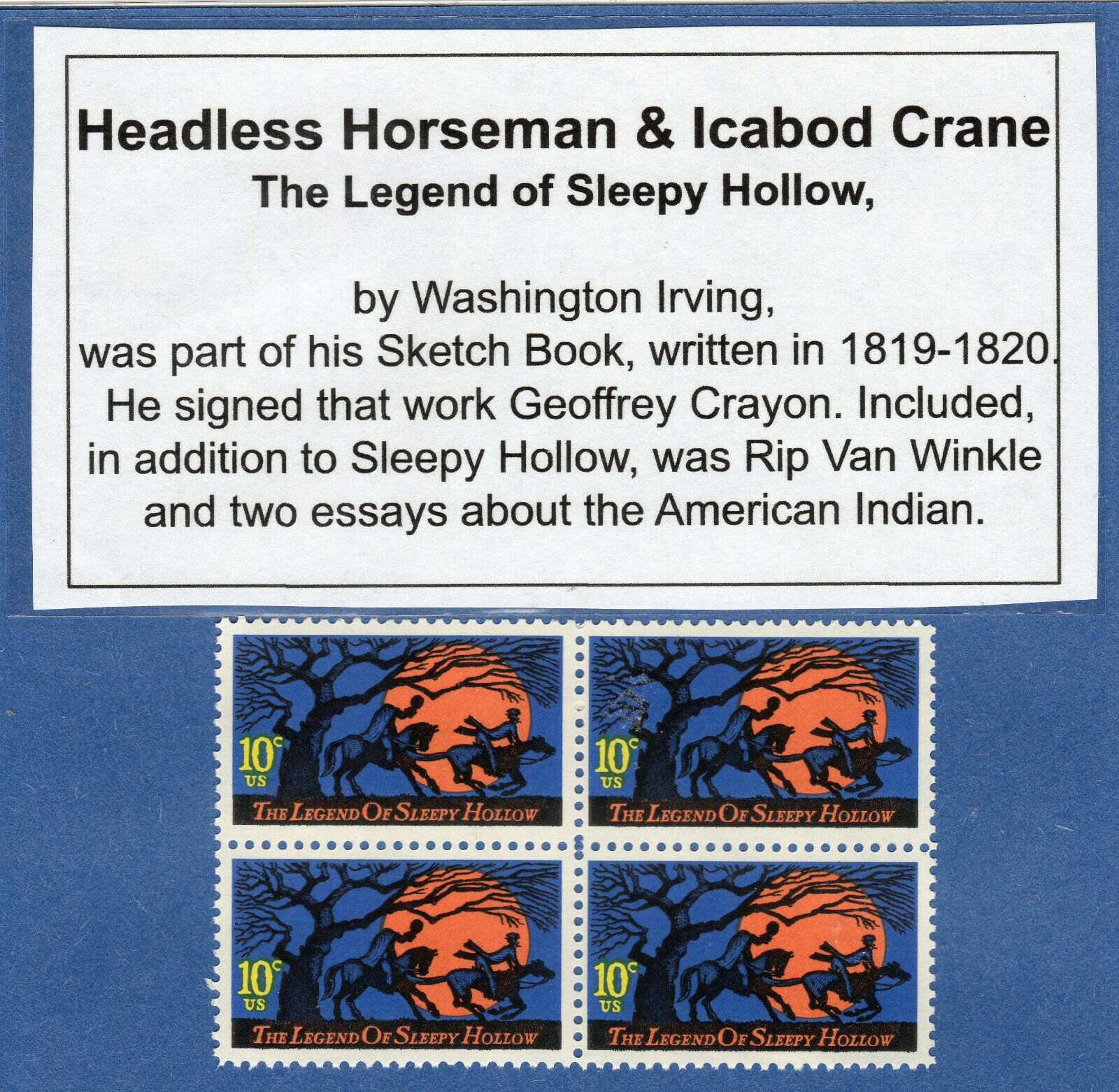 THE LEGEND OF SLEEPY HOLLOW * US Postage Stamps Block Mint | United ...