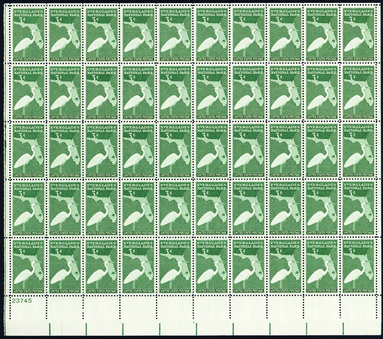 Florida Everglades Sheet of Fifty 3 Cent Postage Stamps Scott 952 ...