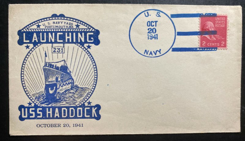 1941 US NAVY Post Office Cover USS Shaddock SUBMARINE Launching ...